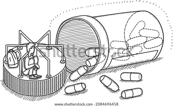 Adhd Pills Carousel Schoolboy Sketchy Handdrawn Stock Vector (Royalty ...