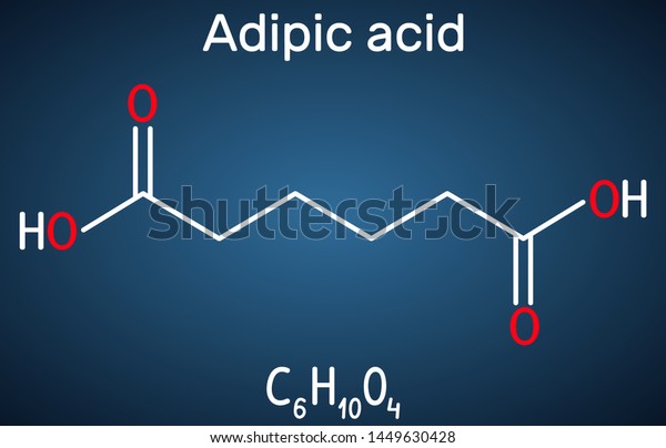 Adipic Acid Hexanedioic Dicarboxylic Acid Molecule Stock Vector ...