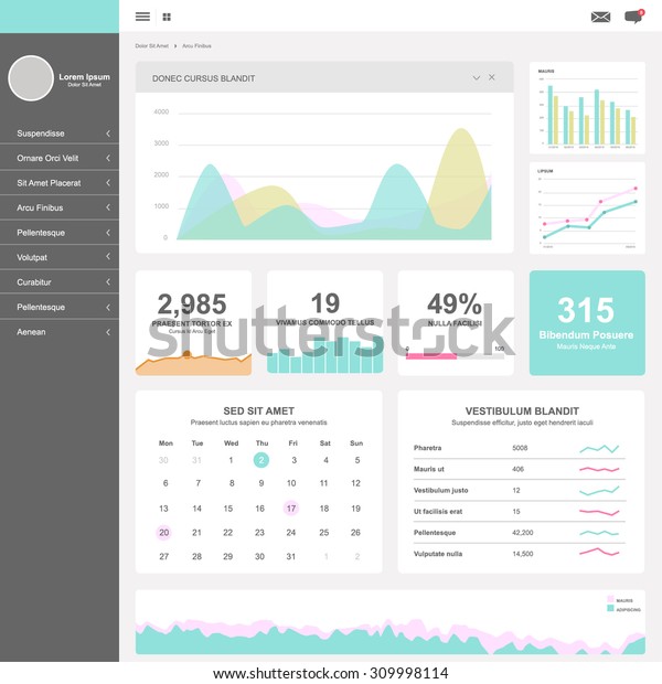 Admin Dashboard Template Design Stock Vector (Royalty Free) 309998114 ...