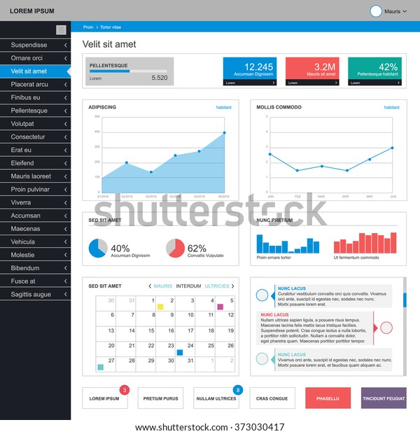 Admin Dashboard Template Design Stock Vector (Royalty Free) 373030417