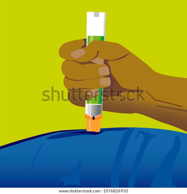 Administering Adrenaline Epinephrine Auto Injector Used Stock Vector ...