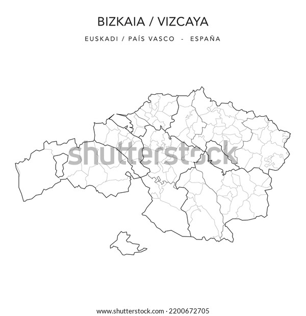 Administrative Map Province Biscay Basque Country Stock Vector (Royalty ...