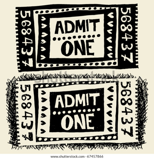 Admit One Sketchy Doodle Stock Vector (Royalty Free) 67457866 ...