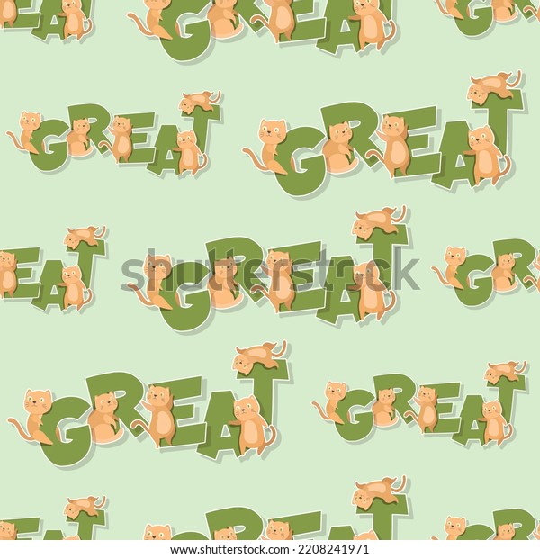 Adorable Cat Alphabet Great Word Cartoon Stock Vector (Royalty Free ...