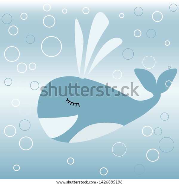 Adorable Little Blue Whale Vector Illustration Stock Vector (Royalty ...