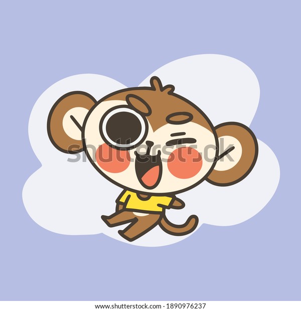 Adorable Little Monkey Boy Mascot Doodle Stock Vector (Royalty Free ...