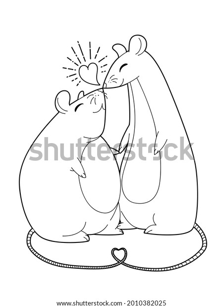 Adorable Mice Couple Kissing Two Cute Stock Vector Royalty Free