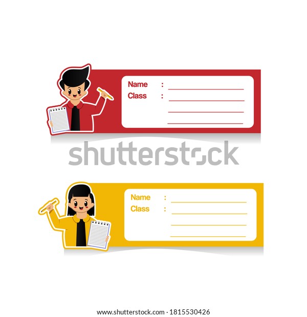 Adorable Student Cartoon Class Label Design Stock Vector (Royalty Free ...