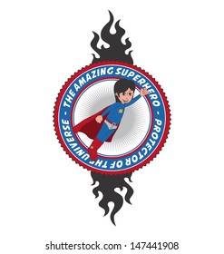 Adorable Superhero Fire Label Stock Vector (Royalty Free) 147441908 ...