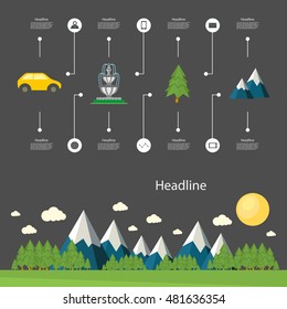 Advanced Detailed Information Chart Scenery Mountains Stock Vector ...