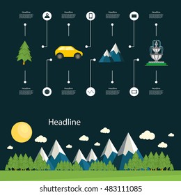 Advanced Detailed Information Chart Scenery Mountains Stock Vector ...