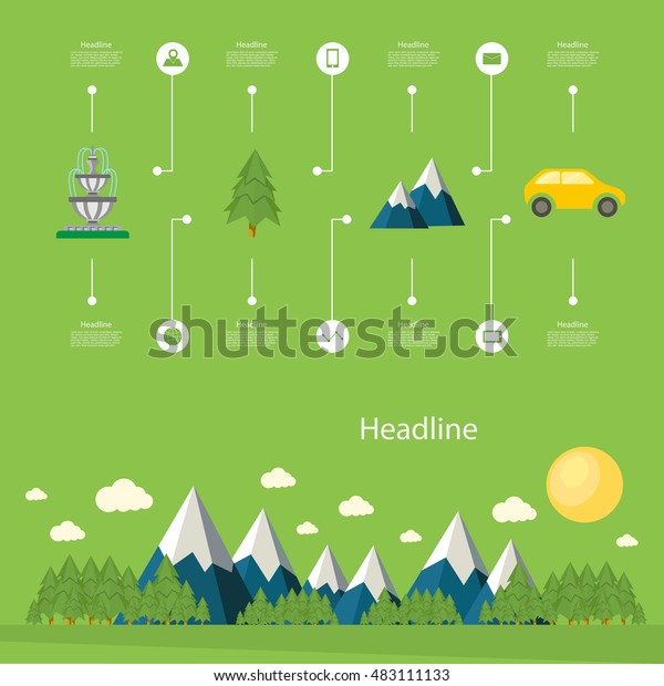 Advanced Detailed Information Chart Scenery Mountains Stock Vector ...