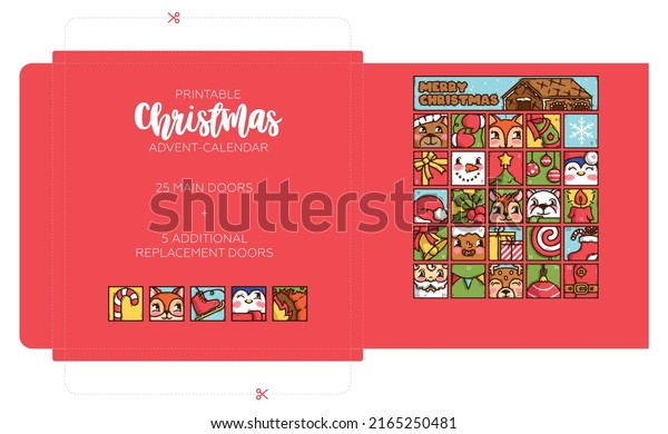 Advent Calendar 25 Doors Scheme Assembling Stock Vector (Royalty Free ...