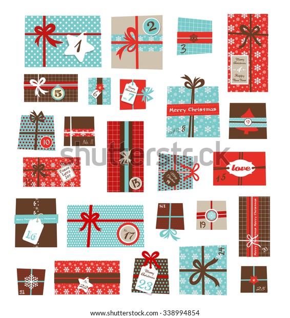 Advent Calendar Collection Vector Colorful Christmas Stock Vector ...