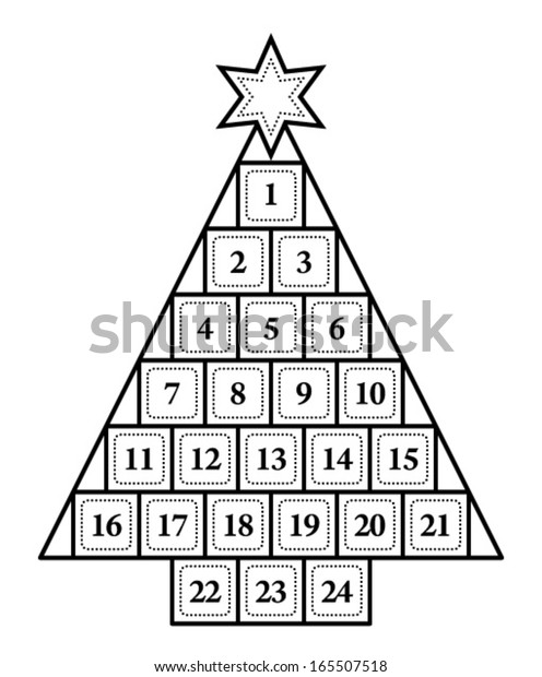 Advent Calendar Graphic Shape Christmas Tree Stock Vector (Royalty Free ...