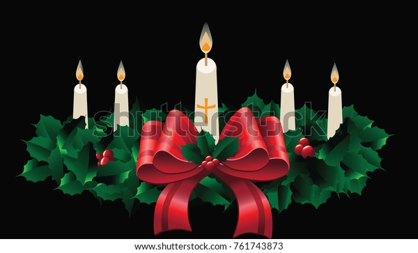 Advent Calendar Wreath Candles Countdown Christmas Stock Vector ...