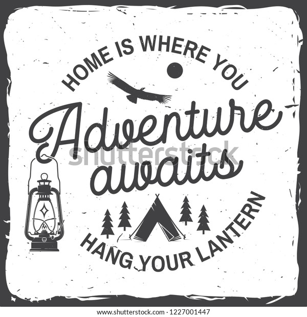 Adventure Awaits Vector Illustration Concept Badge Stock Vector ...