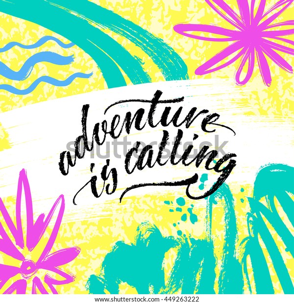 Adventure Calling Hand Drawn Lettering Modern Stock Vector (Royalty ...