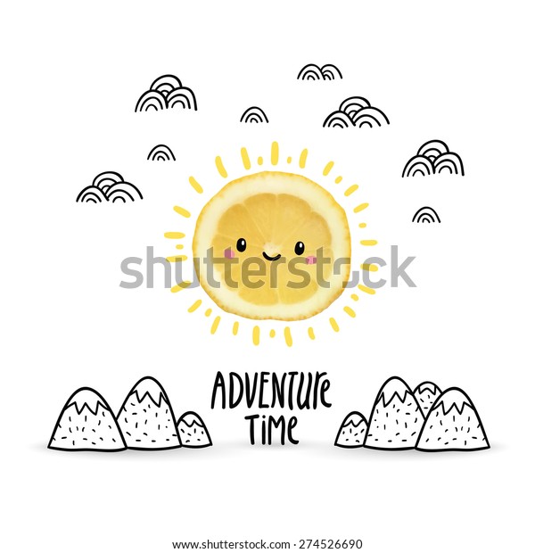 Adventure Time Cute Doodle Illustration Mountains Stock Vector (Royalty ...