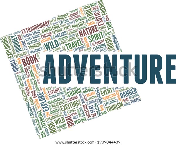 Adventure Vector Illustration Word Cloud Isolated Stock Vector (Royalty ...