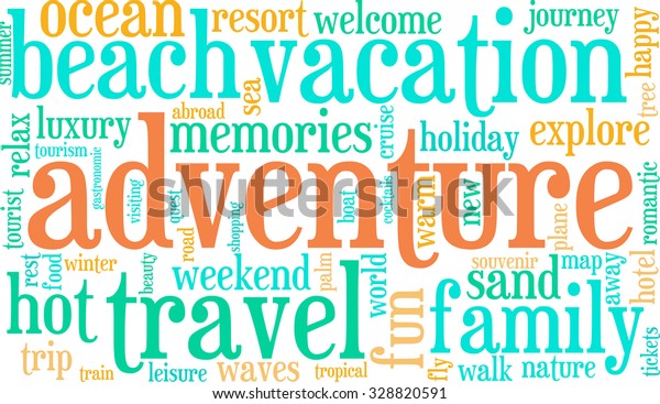 Adventure Word Cloud On White Background Stock Vector (Royalty Free ...