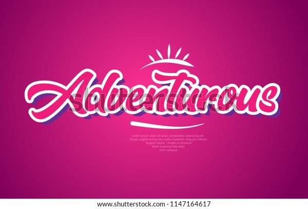 Adventurous Word Typography Design Pink Color Stock Vector (Royalty ...