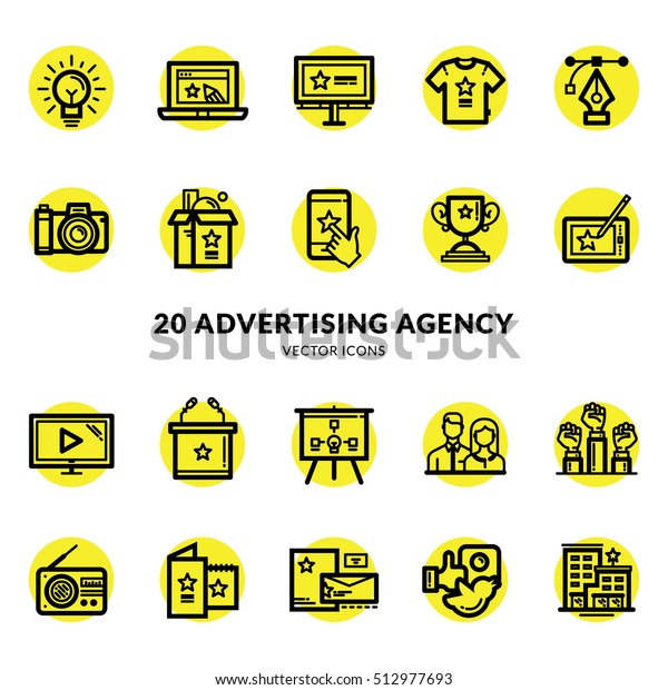 Advertising Agency Icon Set Stock Vector (Royalty Free) 512977693