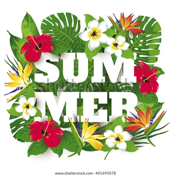 Advertising Emblem Type Design Tropical Flowers Stock Vector (Royalty ...