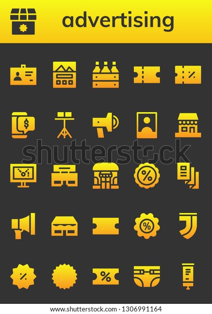 Advertising Icon Set 26 Filled Advertising Stock Vector (Royalty Free ...