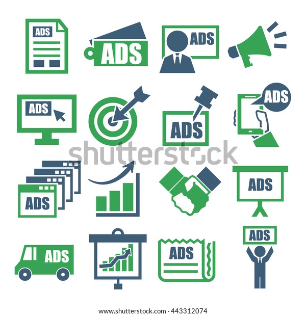 Advertising Icon Set Stock Vector (Royalty Free) 443312074