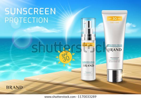 Advertising Sunscreen Cream Spray 3d Tube Stock Vector (Royalty Free ...