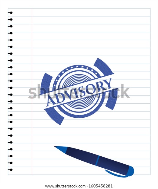 Advisory Emblem Pen Effect Blue Ink Stock Vector (Royalty Free ...