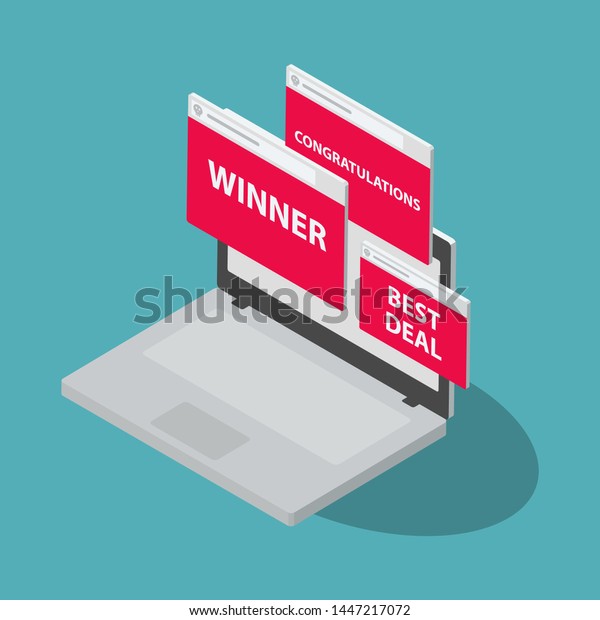 Adware Internet Cyber Attack Symbol Laptop Stock Vector (Royalty Free ...