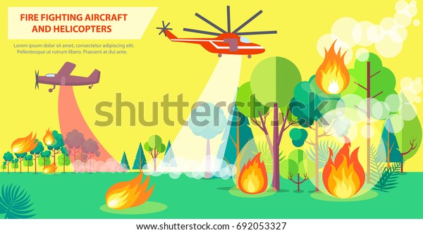 Aerial Firefighting Poster Inscription Vector Illustration Stock Vector ...