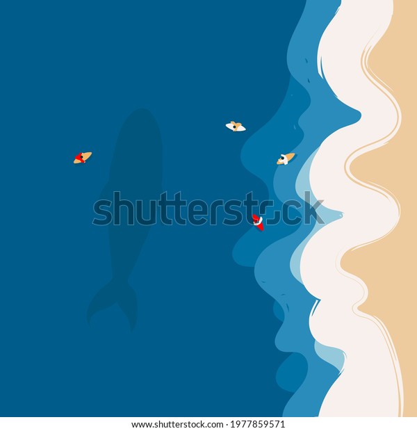 Aerial View Ocean Waves Reaching Coastline Stock Vector (Royalty Free ...