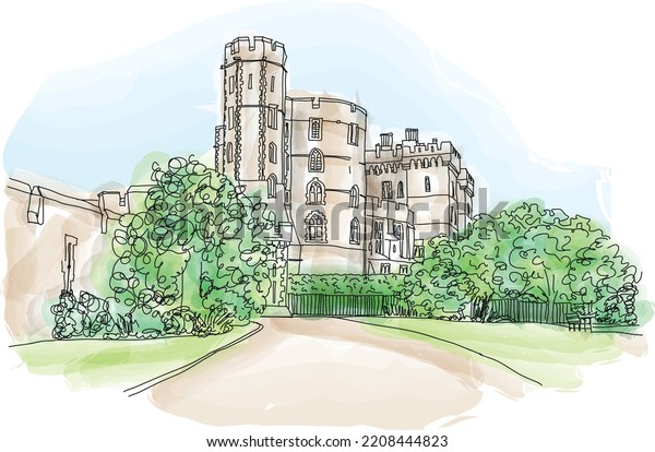 Aerial View Windsor Castle Vector Illustration Stock Vector (Royalty ...