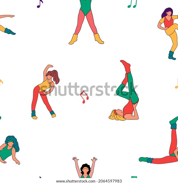 Aerobic Seamless Pattern Trendy 80s Years Stock Vector (Royalty Free ...