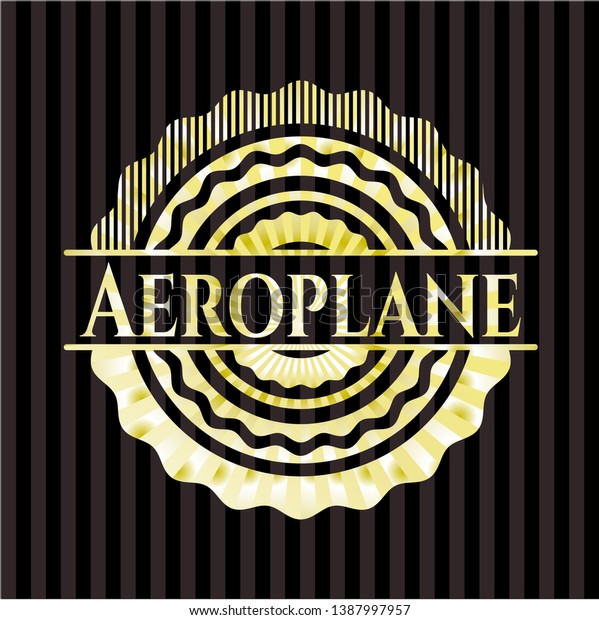 Aeroplane Gold Shiny Badge Vector Illustration Stock Vector (Royalty ...