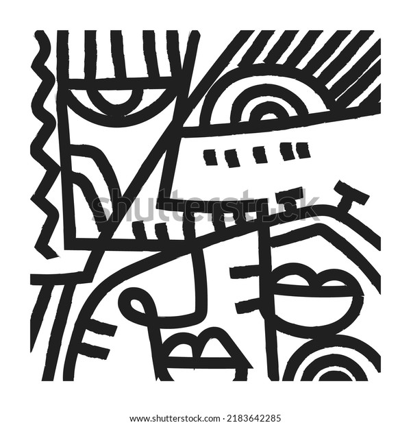 Aesthetic Abstract Face Hand Drawing Line Stock Vector (Royalty Free ...