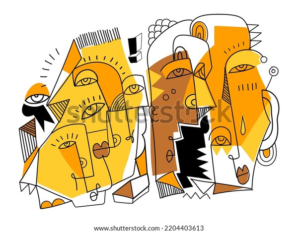 Aesthetic Abstract Face Portrait Man Woman Stock Vector (Royalty Free ...