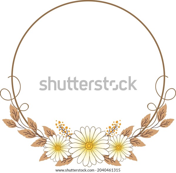Aesthetic Floral Circle Frame Vector Stock Vector (Royalty Free ...
