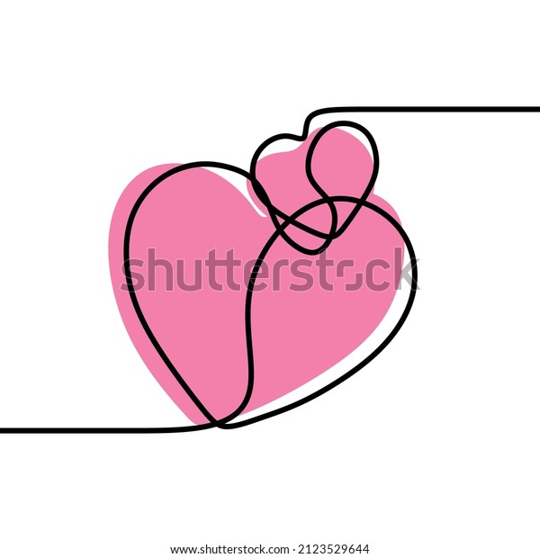 Aesthetic Love Symbol Oneline Continuous Single Stock Vector (Royalty ...