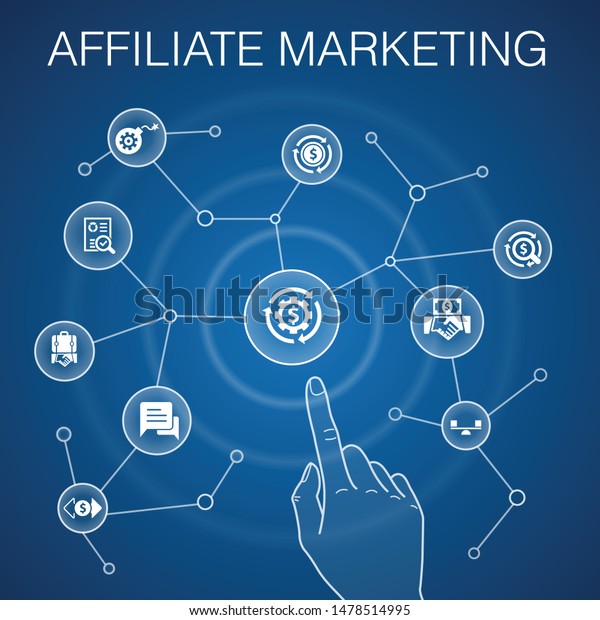 Affiliate Marketing Concept Blue Background Affiliate Stock Vector ...