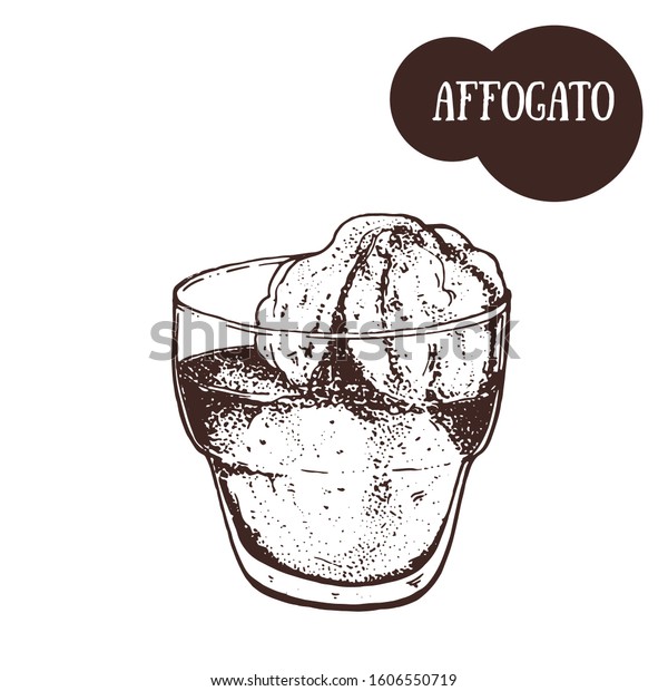Dibujo de café Affogato. Ilustración dibujada: vector de stock (libre ...