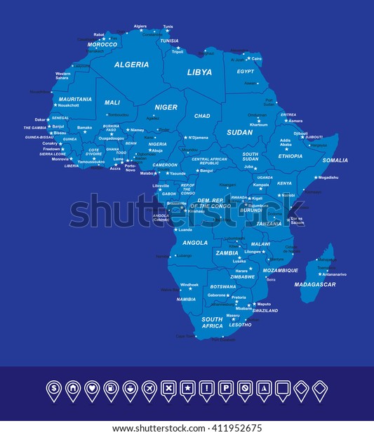 Africa Blue Map Vector Illustration Stock Vector (Royalty Free ...