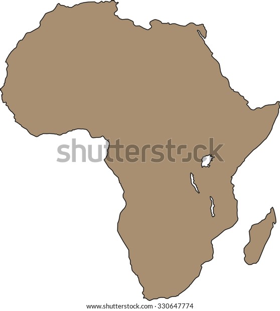 Africa Brown Map Isolated On White Stock Vector (Royalty Free ...