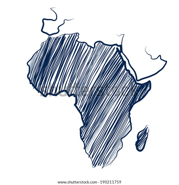 Africa Continent Map Hand Drawn Background Stock Vector (Royalty Free ...