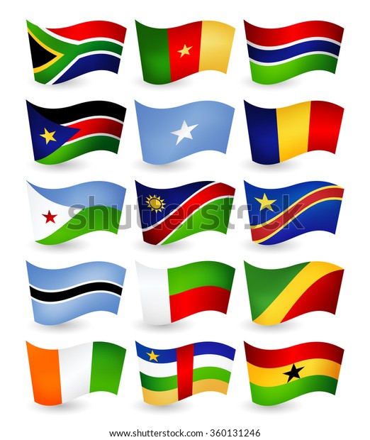 Africa Country Flying Flags Set Part Stock Vector (Royalty Free ...