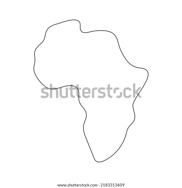 Vektor Stok Africa Line Continent Africa Linear Map (Tanpa Royalti ...