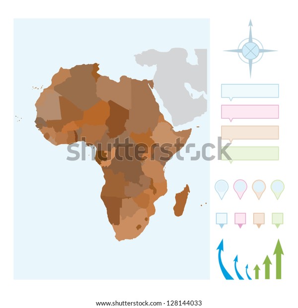 Africa Map Cartography Collection Vector Illustration Stock Vector ...